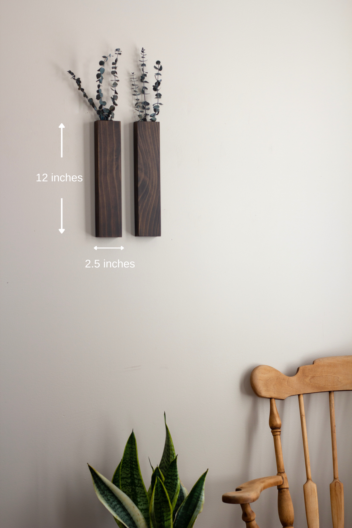 Slim 12 Inch Wood Wall Pocket with Eucalyptus – Carpenter Katie Co.